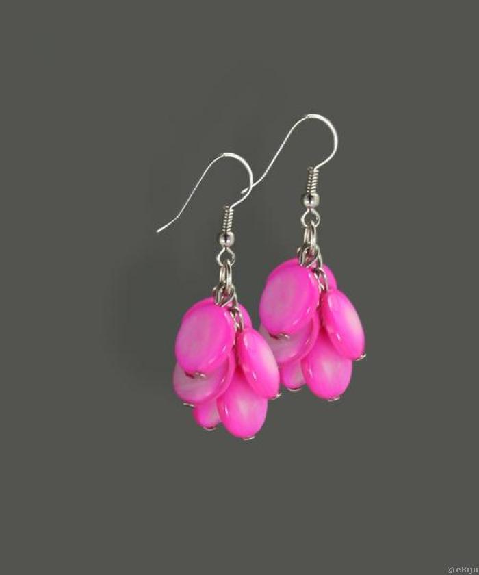 Cercei banuti de sidef, ciorchine roz