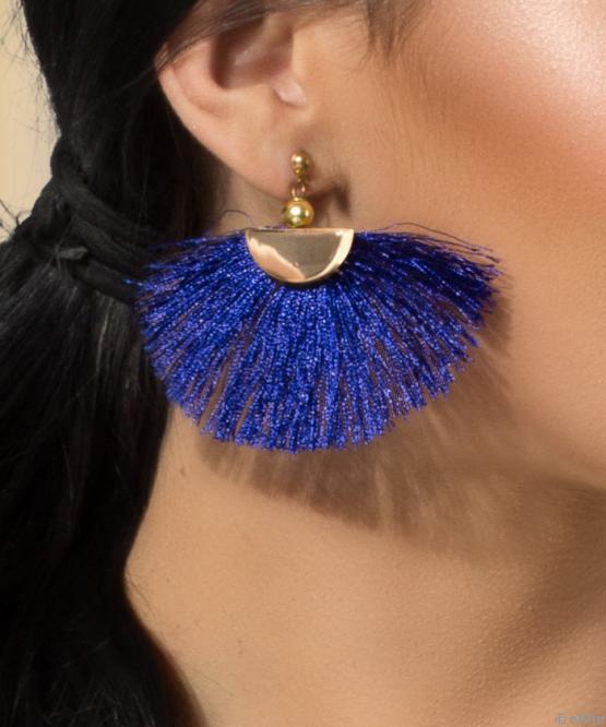 Cercei ciucuri evantai albastru