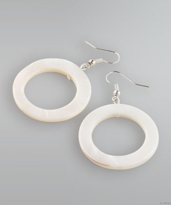 Cercei din sidef alb decupat