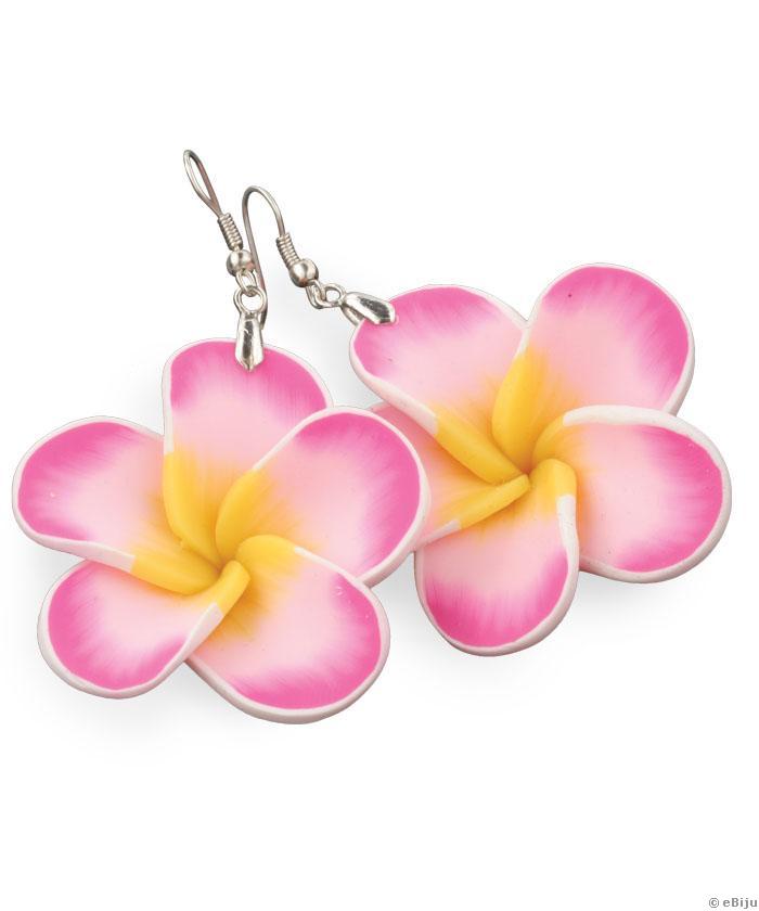 Cercei floare roz cu galben