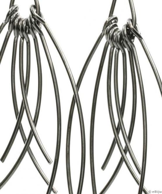 Cercei frunza de pin argintiu inchis