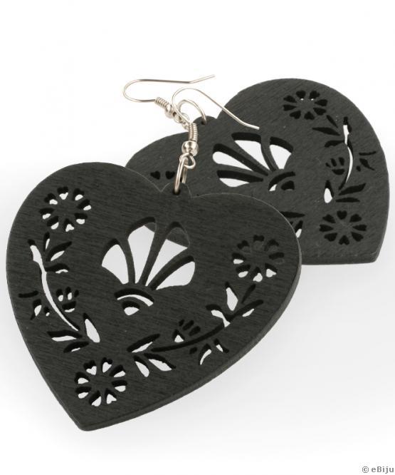 Cercei inima neagra din lemn