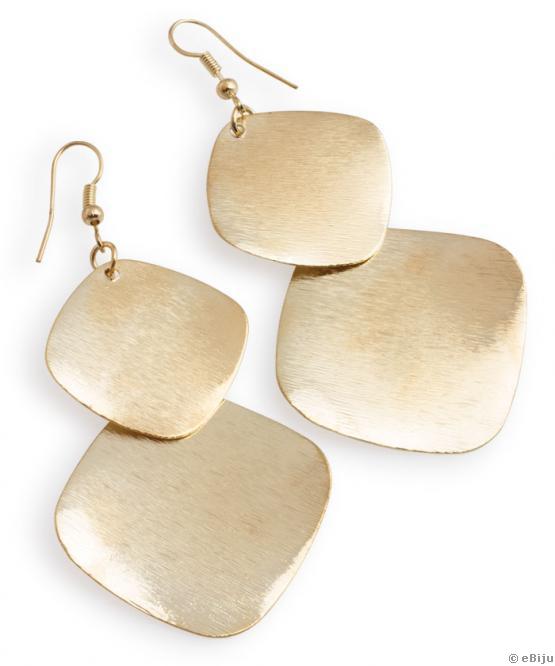 Cercei metalici aurii, formă rombică