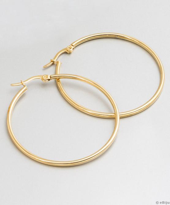 Cercei otel inox aurii, forma cerc