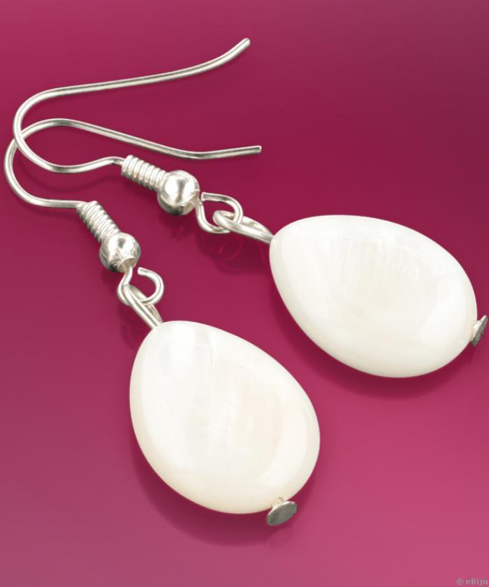 Cercei sidef alb picatura