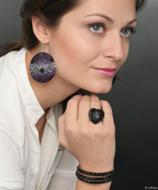 Cercei sidef mov cu negru