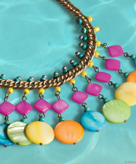 Colier boho chic multicolor cu pietre din sidef