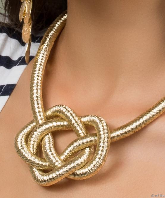 Colier statement, cu aţă lame aurie, cu nod decorativ