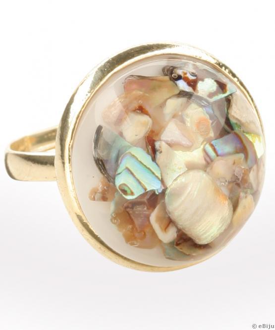 Inel sidef, crem cu auriu