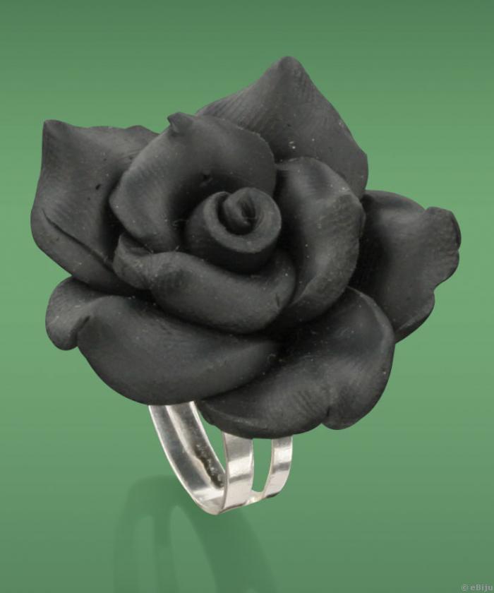 Inel trandafir negru, fimo