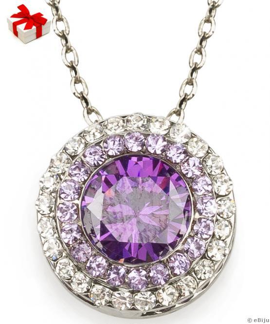 Pandantiv cu elemente mov şi alb Swarovski